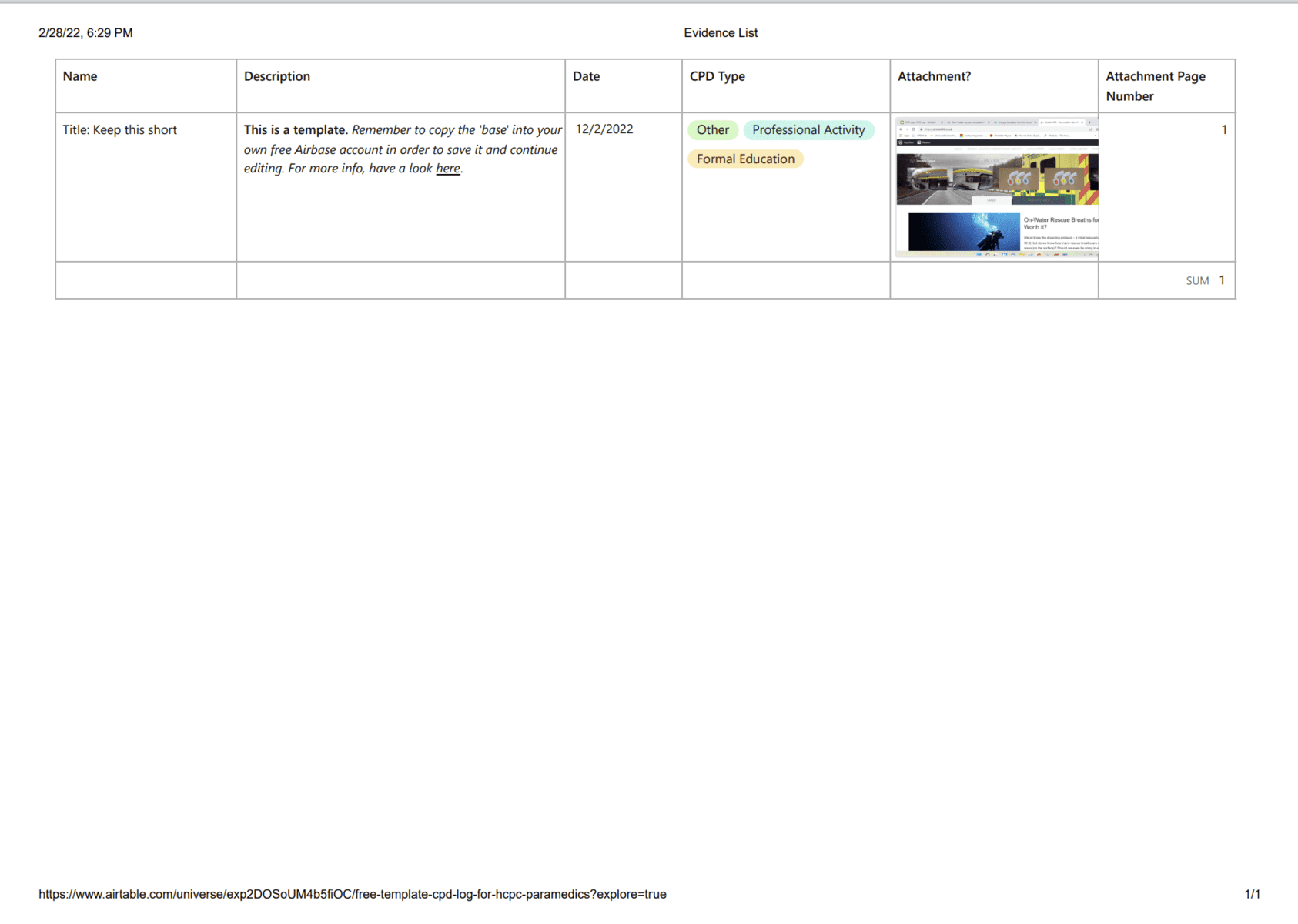 Free Template CPD Log for HCPC Paramedics and NQPs – Article 999